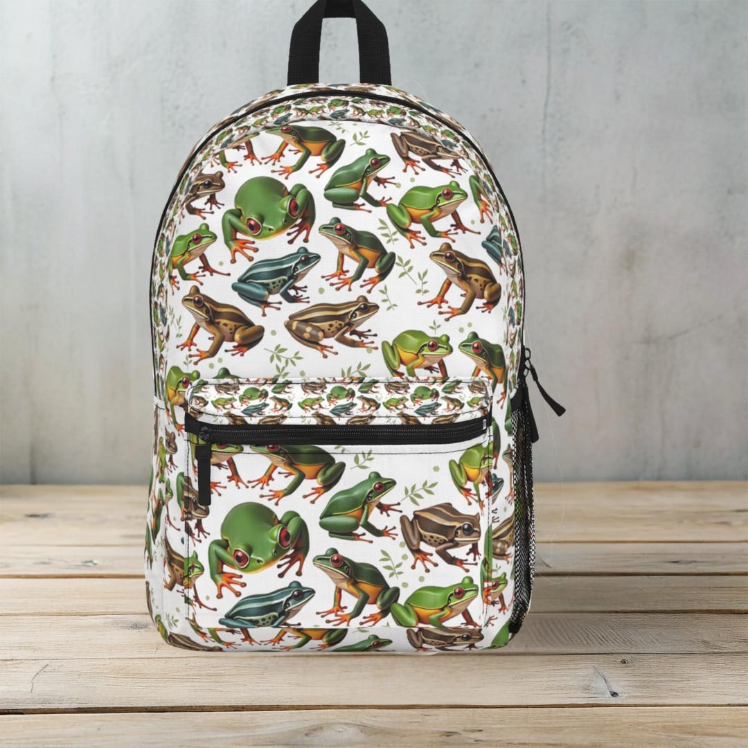 Frog Print Backpack for Kids Teens Adults, Nature Lovers and ...