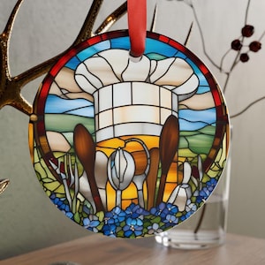Chef Suncatcher, Custom Stained Glass Look Bluebonnets Ornament, Cooks ...