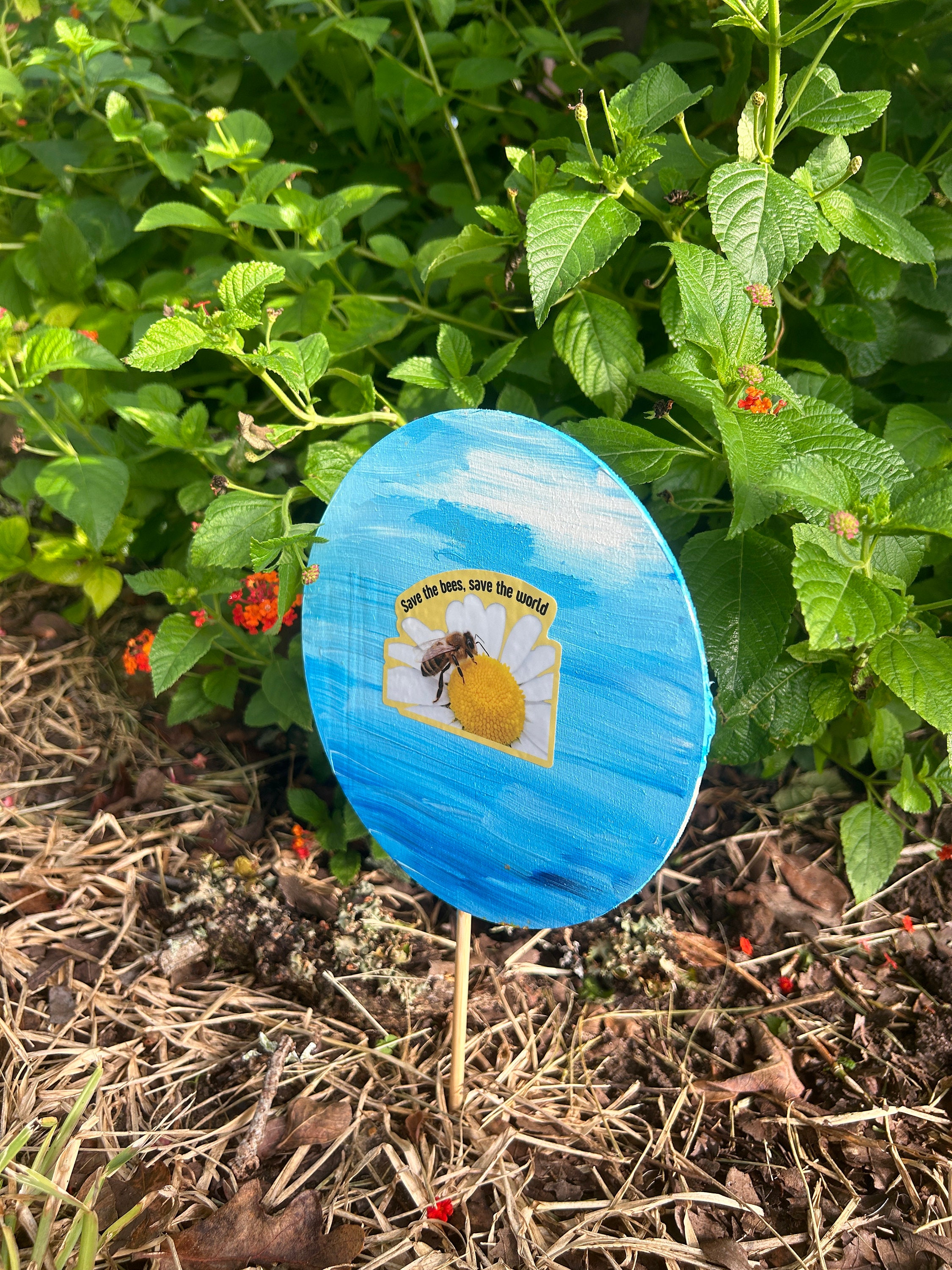 Hand Painted Bee Garden Sign, Pollinator-friendly Garden Marker ...