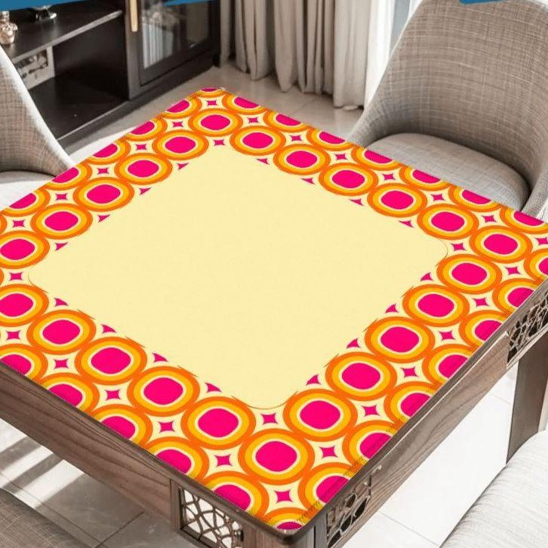 Midcentury Circles Mahjong Table Mat, Custom Game Night Accessory ...
