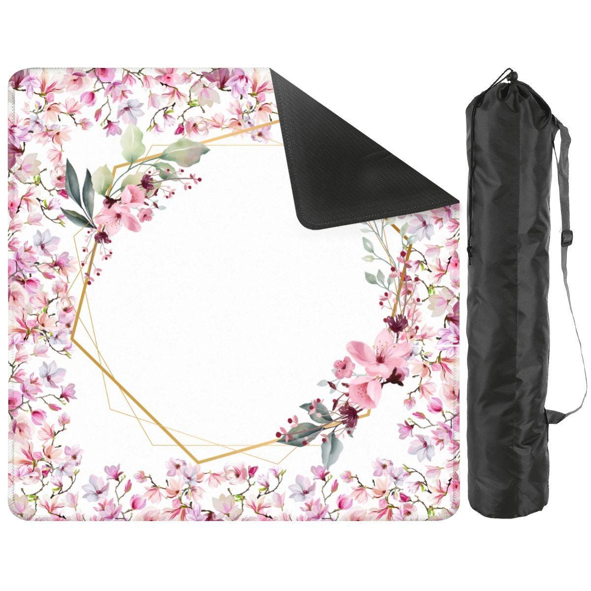 Gold With Pink Blossoms Mahjong Table Mat, Custom Game Night Accessory ...