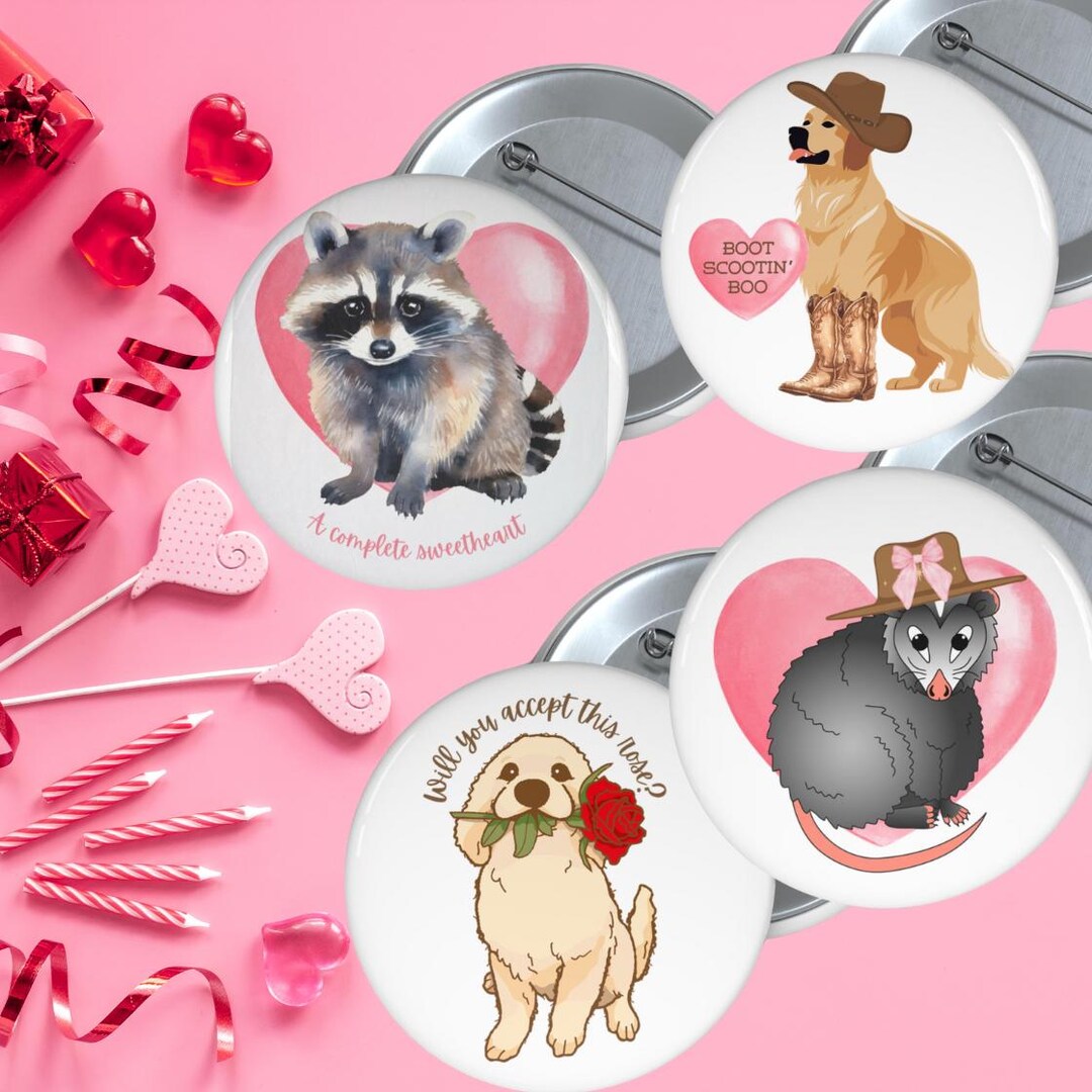 Valentines Day Pin Button Assortment Set, Unique Valentines Day Favors ...