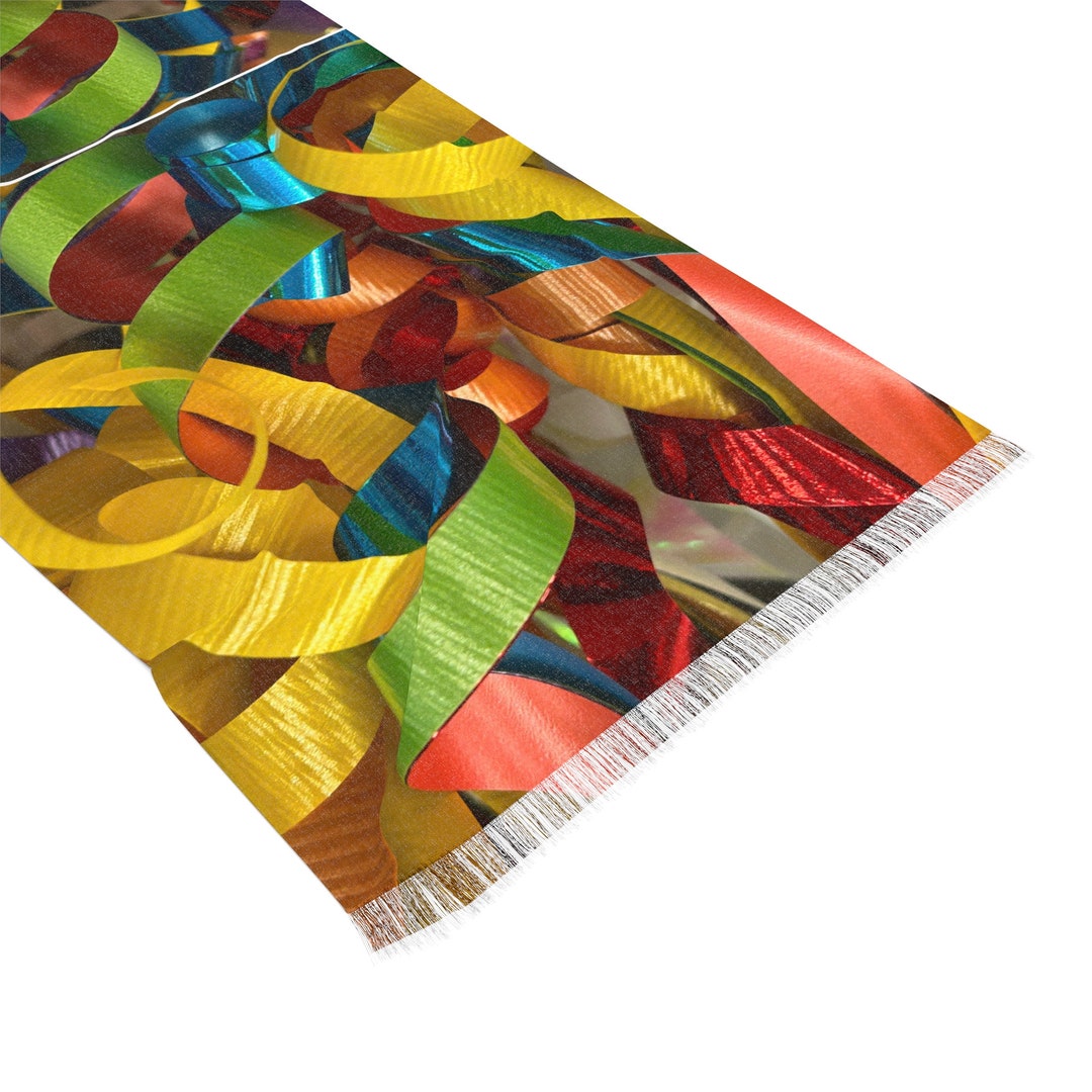 Light Scarf Rainbow Ribbons Design, Lightweight Rainbow Colors Scarf ...