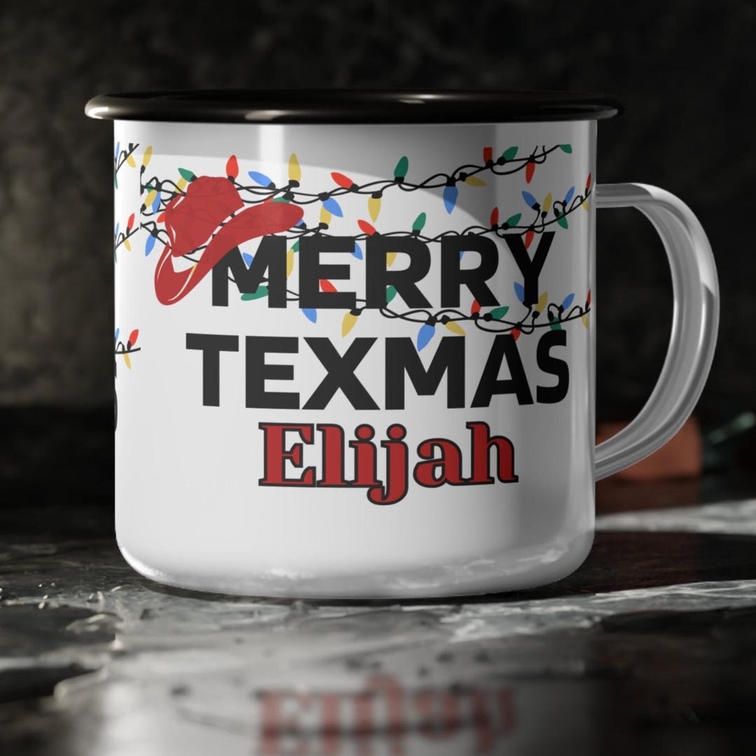 Enamel Cup Texas Christmas Lights Design, Merry Texmas Mug ...