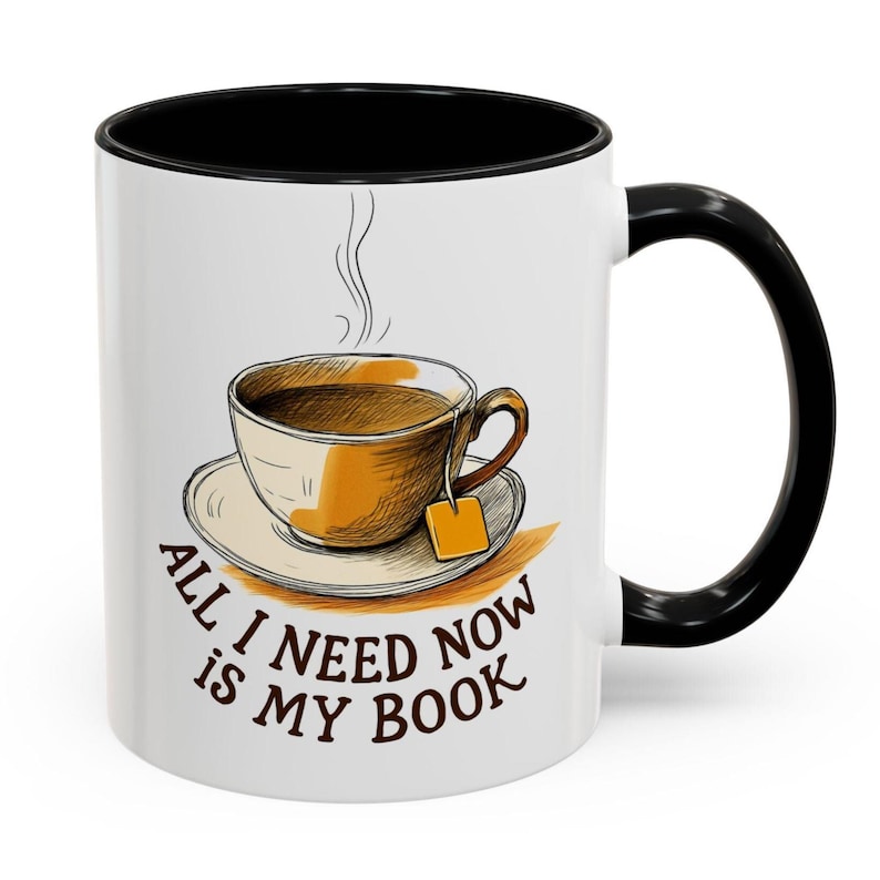 Tea Cup and Books Accent Mug for Avid Readers,hot Tea Drinkers Gift ...