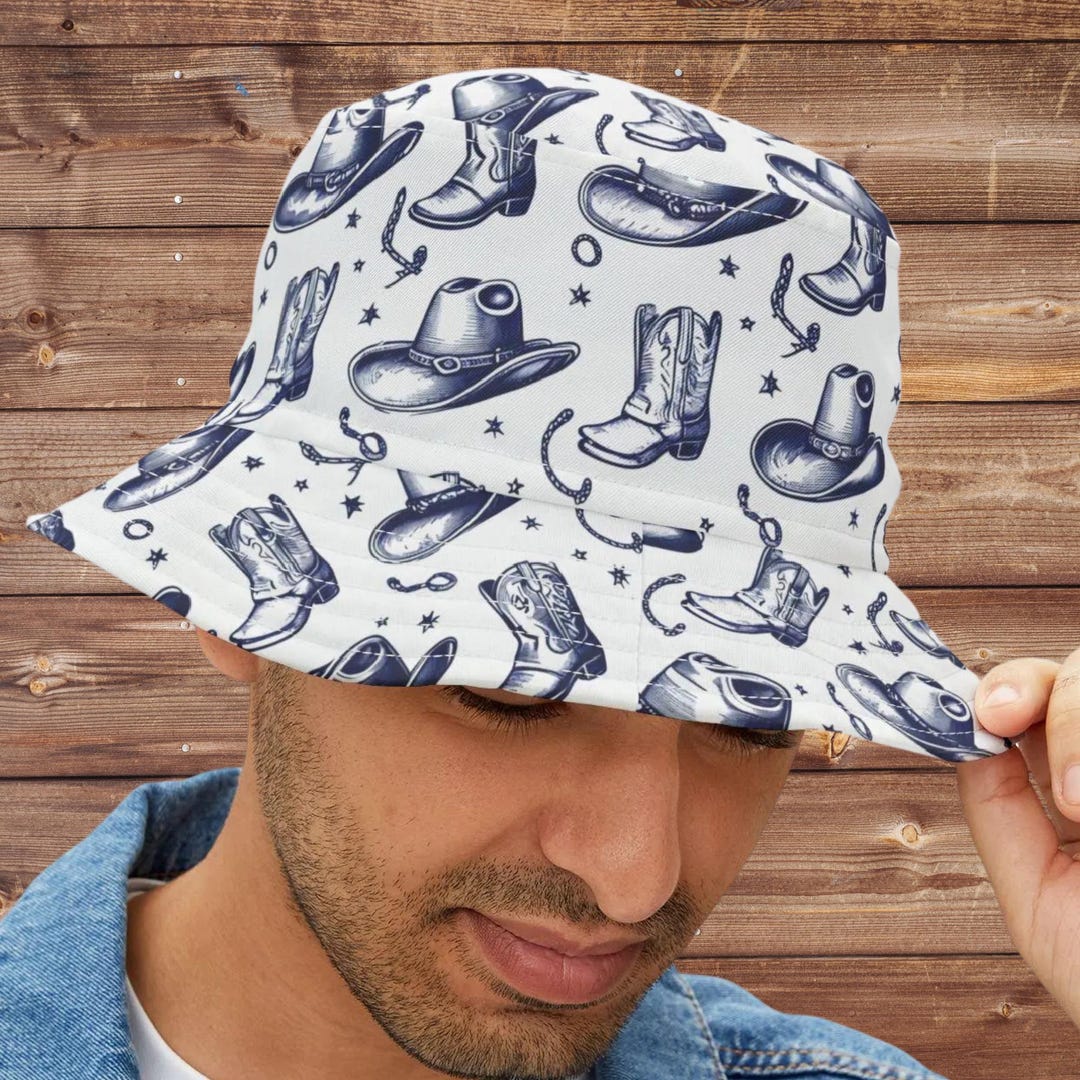 Coastal Cowboy Bucket Hat, Western Design Coastal Cowgirl Boho Cap, Fun ...