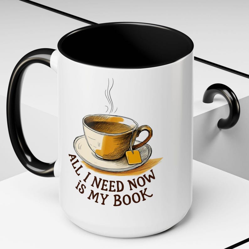 Tea Cup and Books Accent Mug for Avid Readers,hot Tea Drinkers Gift ...