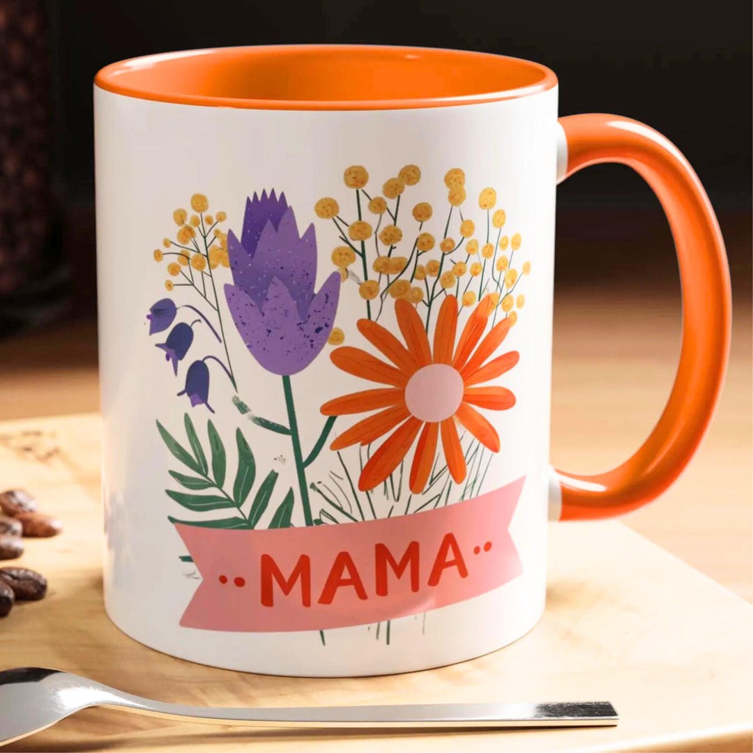 Mothers Day Flowers Coffee Mug Bright Colors Design, Custom Mom or ...