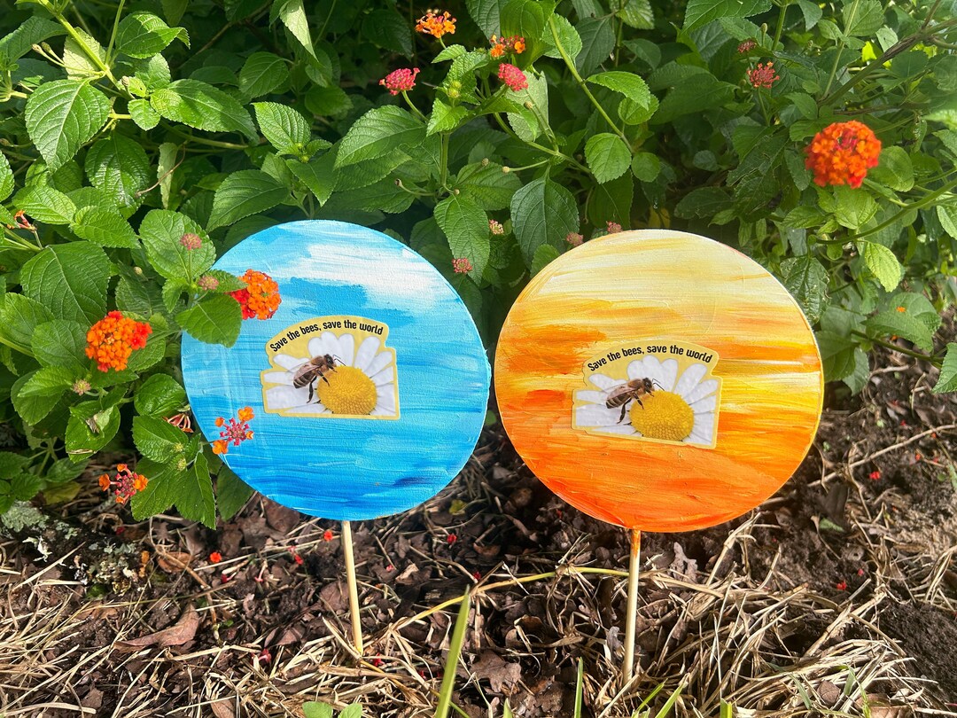 Hand Painted Bee Garden Sign, Pollinator-friendly Garden Marker ...