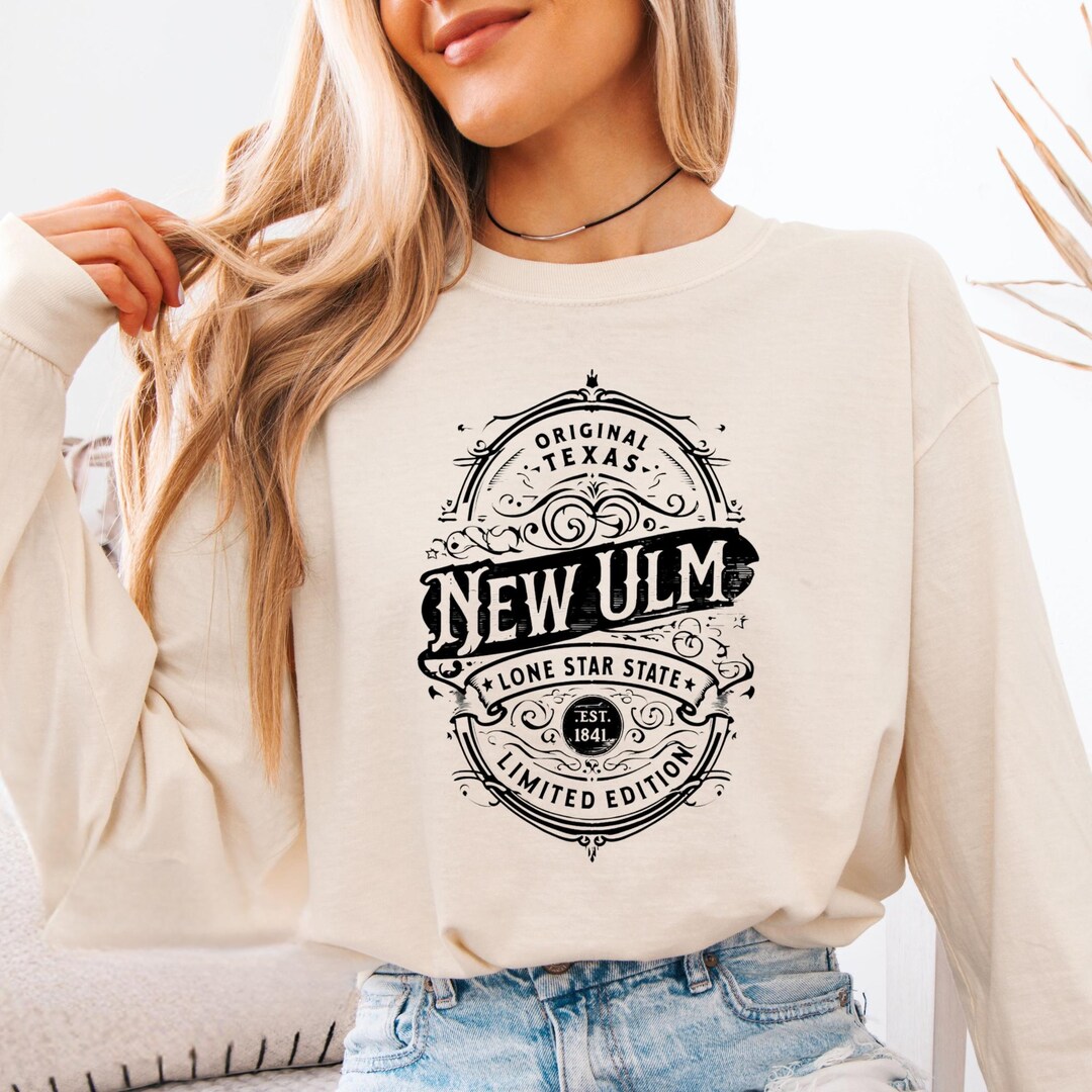 New Ulm TX Vintage Western Style Comfort Colors Long Sleeve T-shirt ...