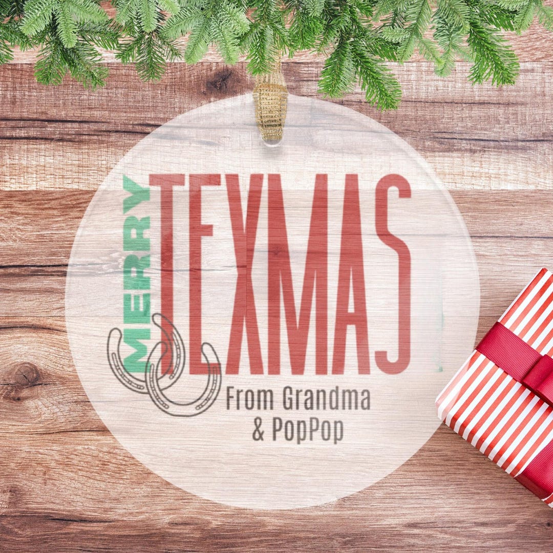 Big Texmas Horseshoes Acrylic Ornament, Texas Christmas Ornament ...