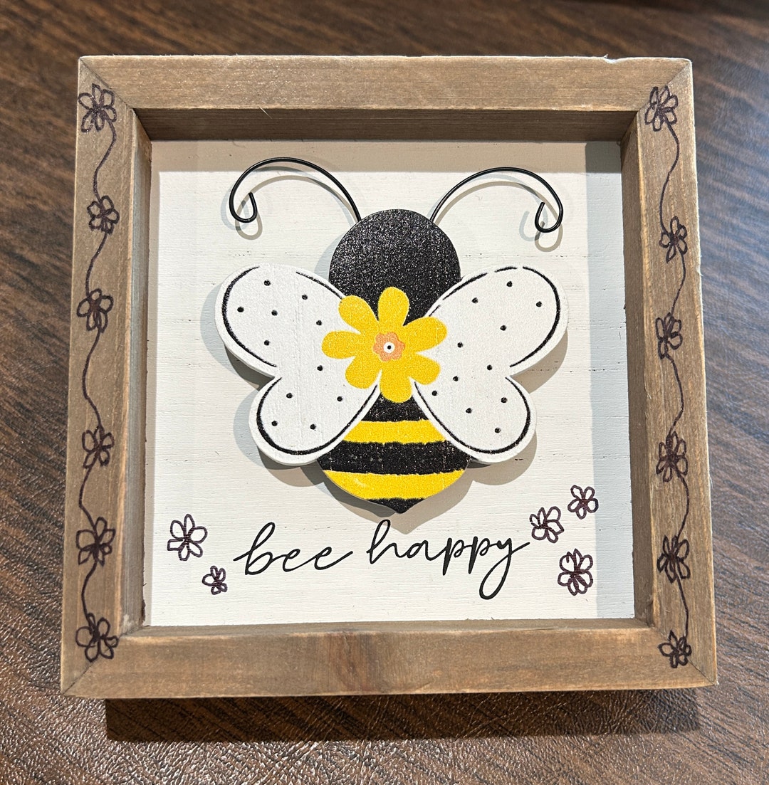 Handmade Wooden Bee Sign, Bumblebee Home Decor, Cute Honeybee Wood Art ...