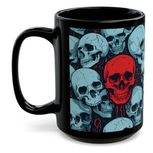 Goth Skulls Coffee Mug, Edgy Red and Blue Gothic Design, Quirky Gift ...