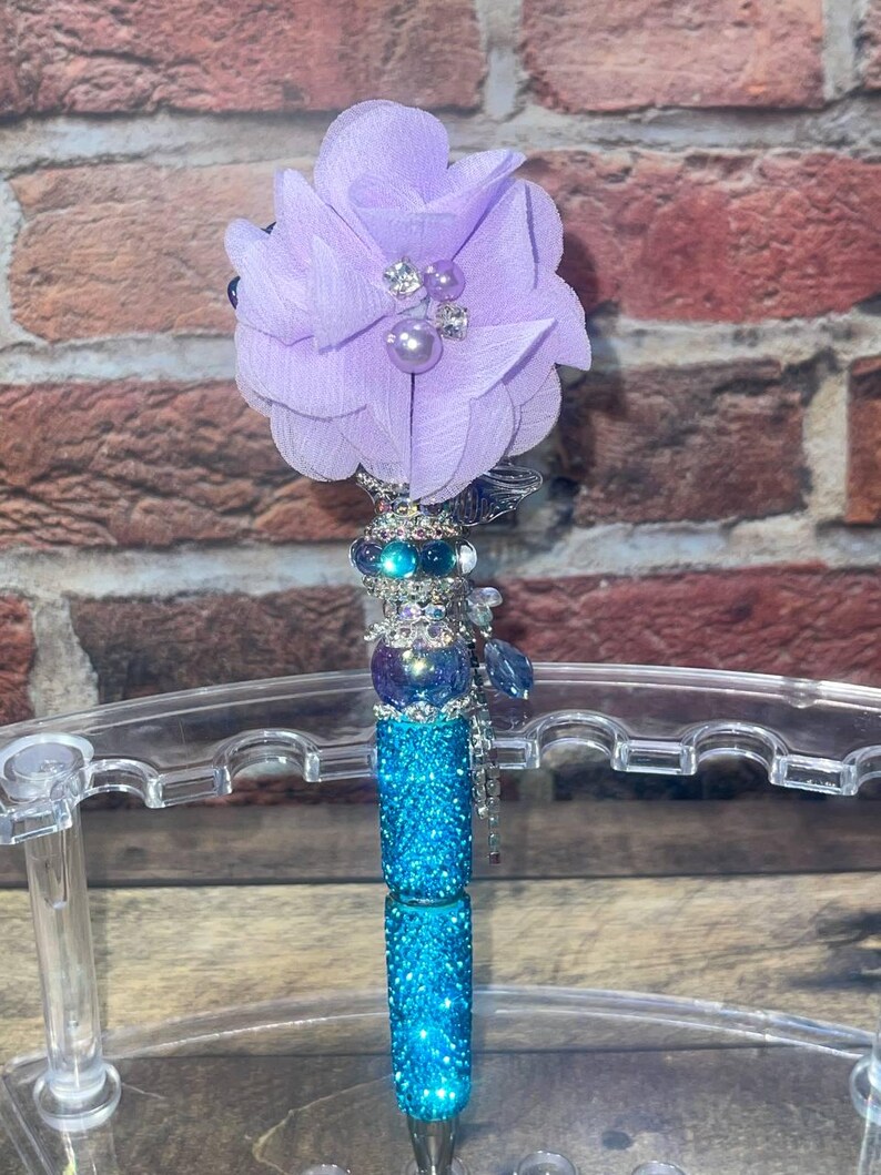 BEAUTIFUL BLING PEN!!! Blingy Gorgeous Blue and Purple Flower With ...