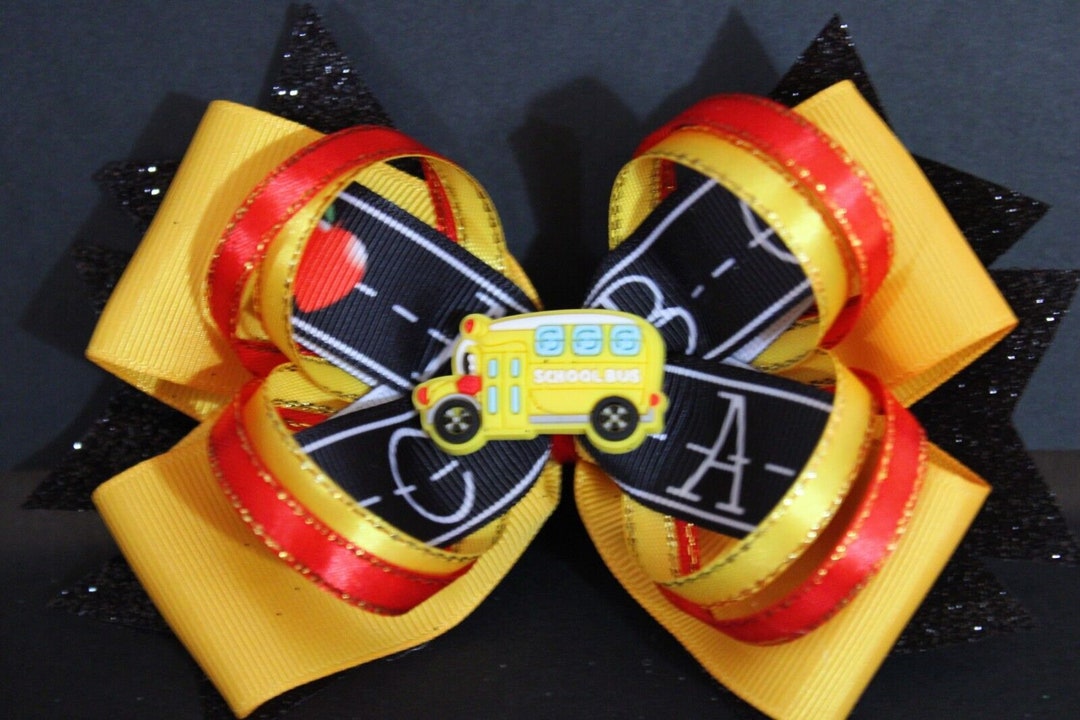 Handmade School Bus Hair Bow - Etsy