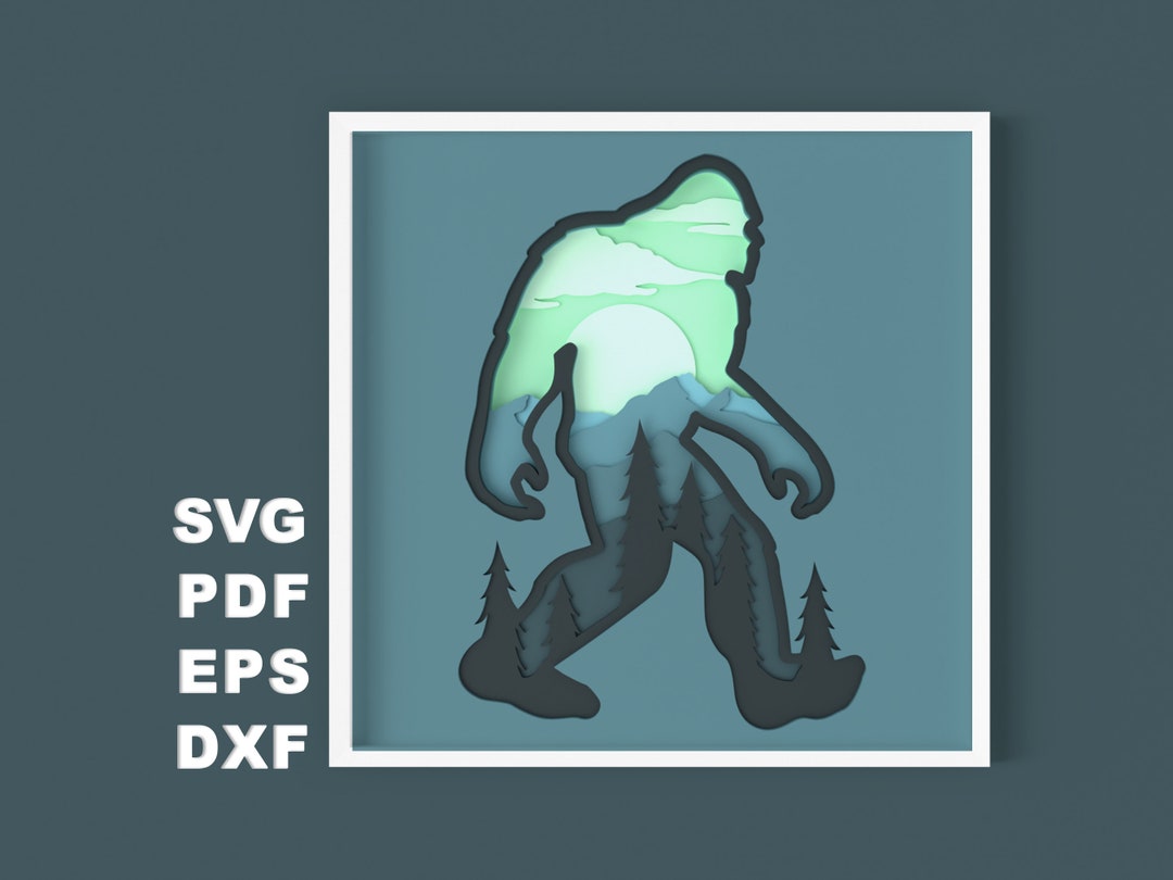3D Yeti Shadow Box Layered SVG File for Paper Cutting, 3d Papercut Svg ...