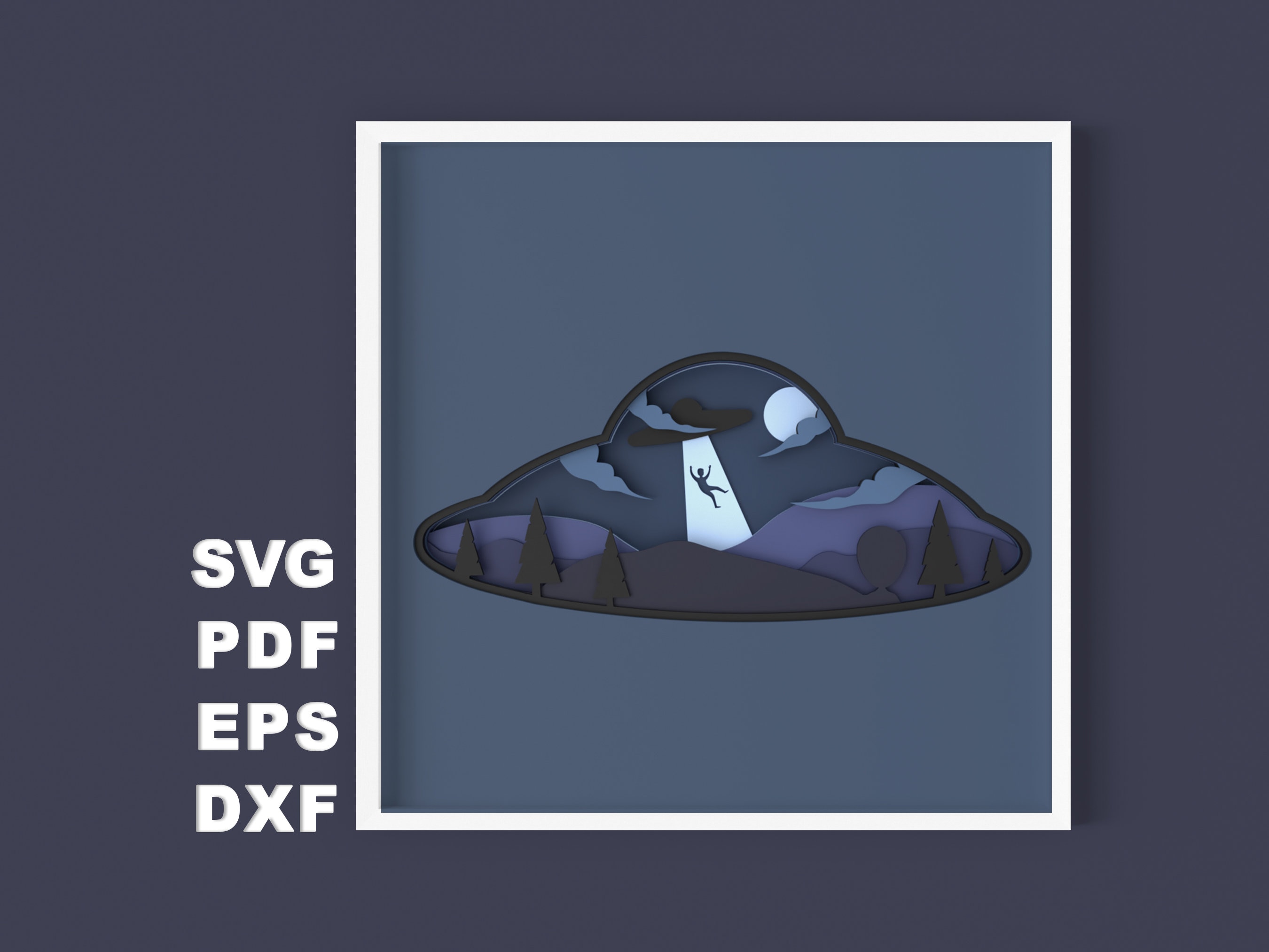 UFO 3D Shadow Box Layered SVG File for Paper Cutting, 3d Papercut Svg ...