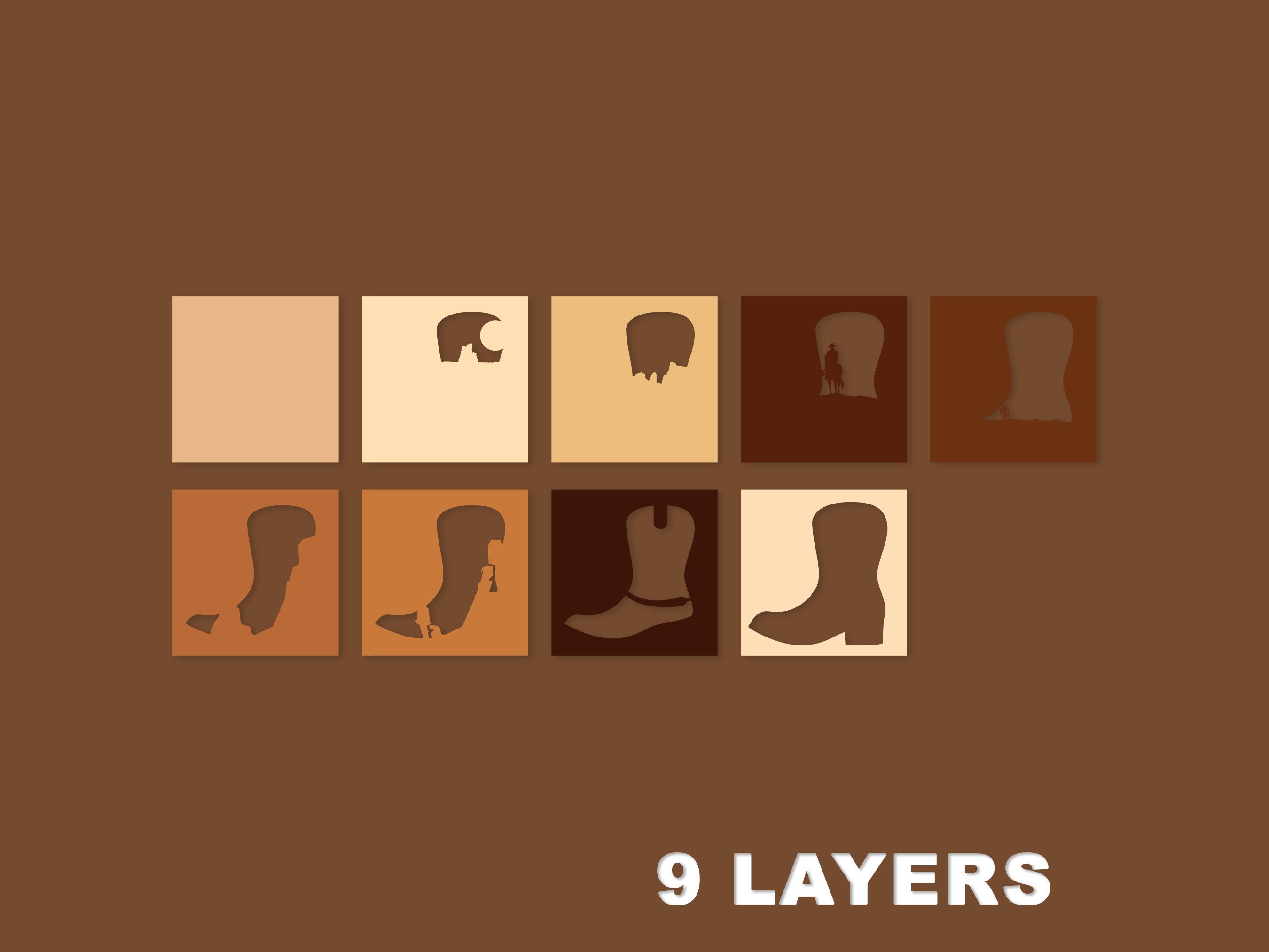 3D Cowboy Boots Shadow Box Layered SVG File for Paper Cutting, 3d ...