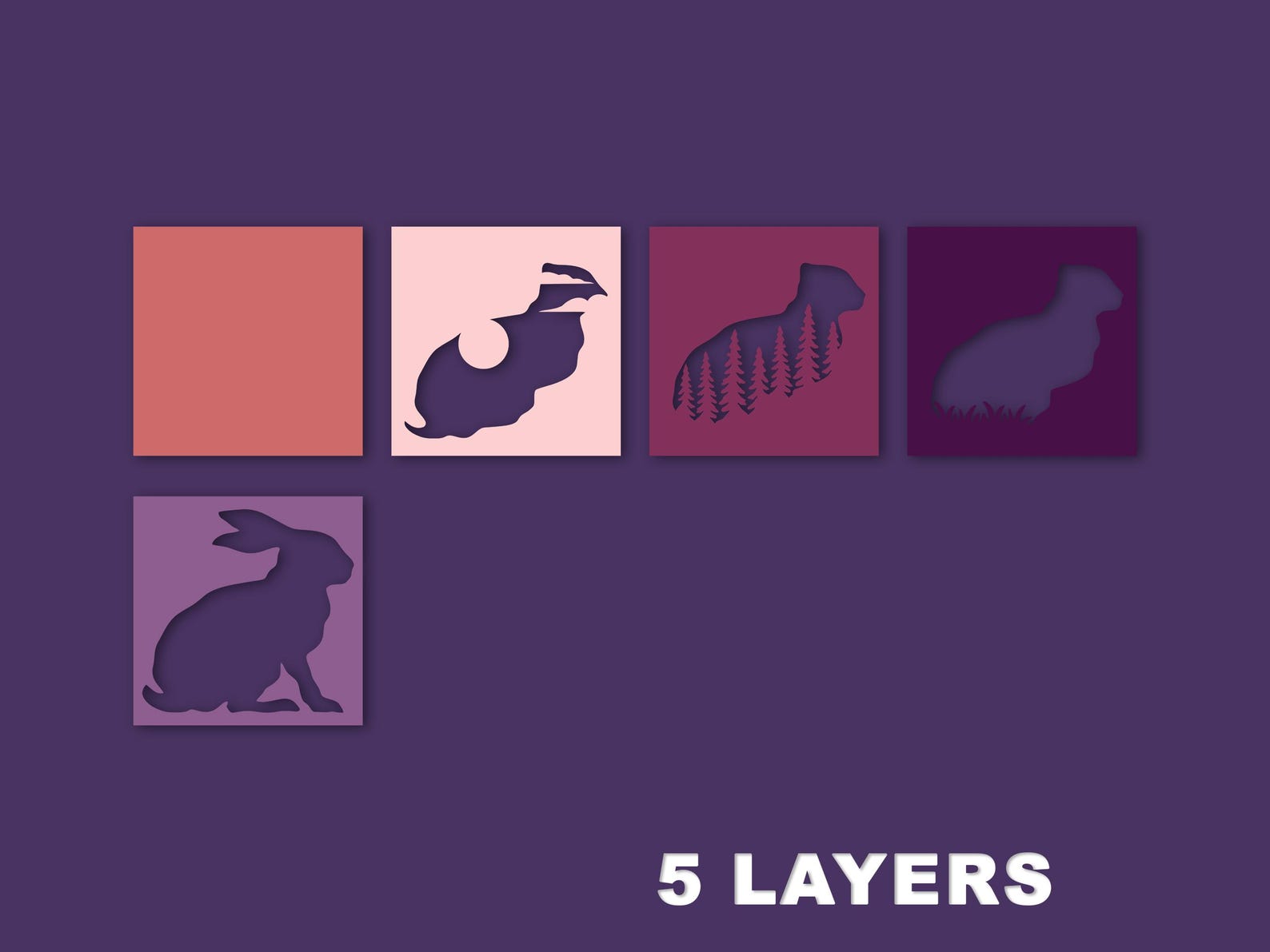 3D Rabbit Shadow Box Layered SVG File, 3d Papercut Svg, Layered ...