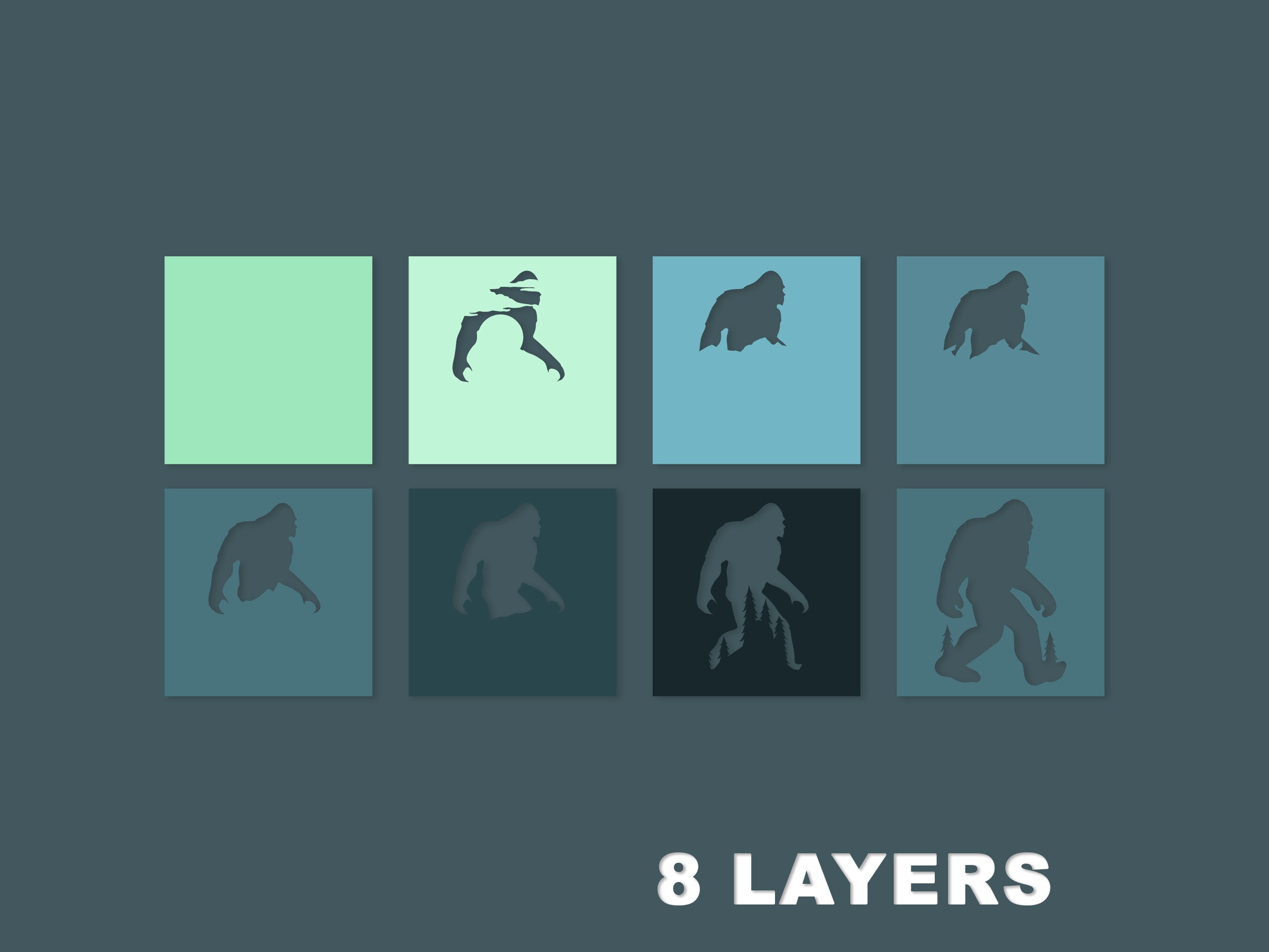 3D Yeti Shadow Box Layered SVG File for Paper Cutting, 3d Papercut Svg ...