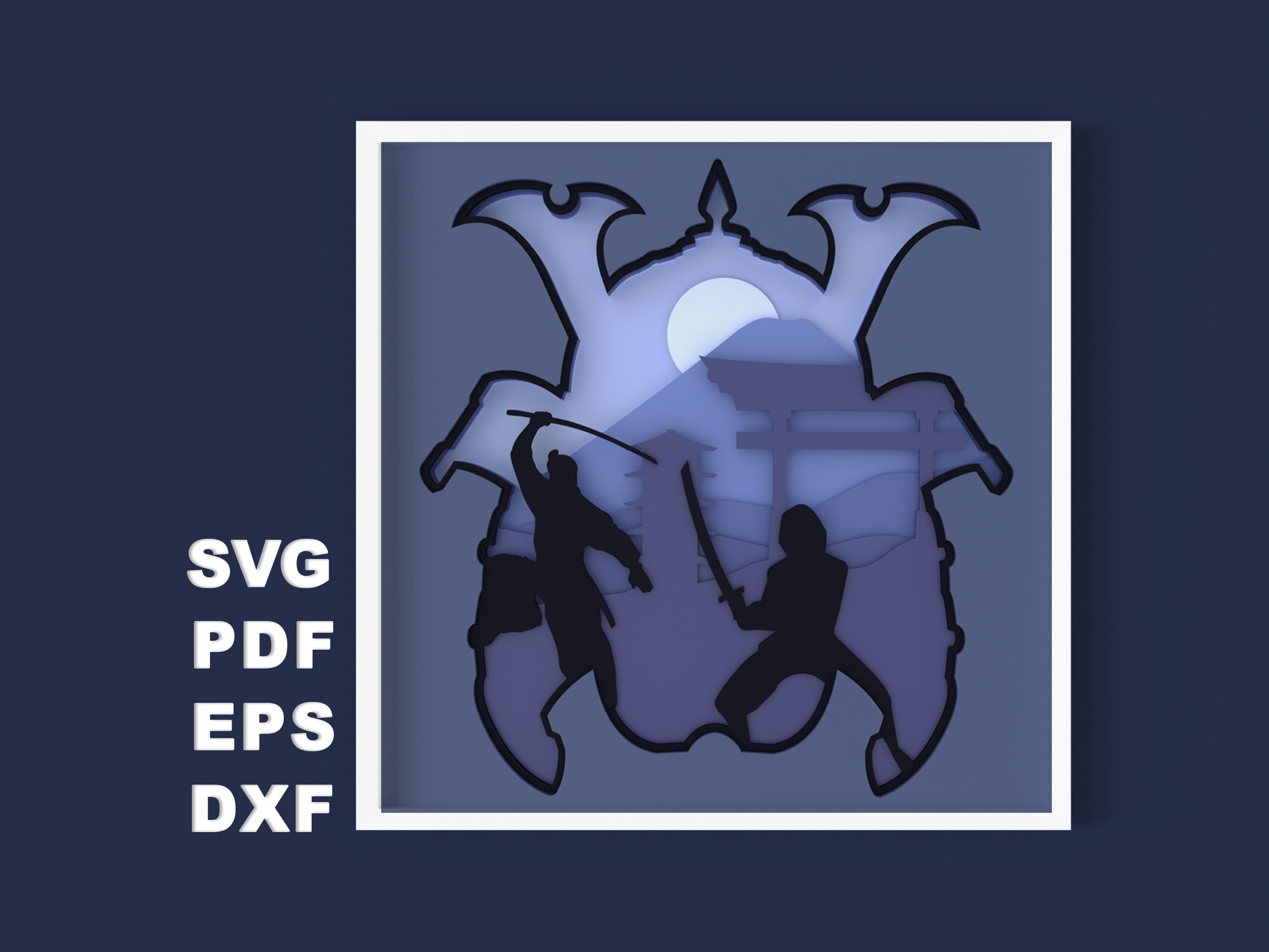 3D Samurai Helmet Shadow Box Layered SVG File for Paper Cutting, 3d ...