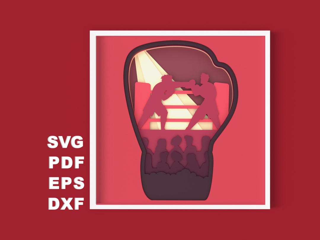 3D Boxing Gloves Shadow Box Layered SVG File for Paper Cutting, 3d ...