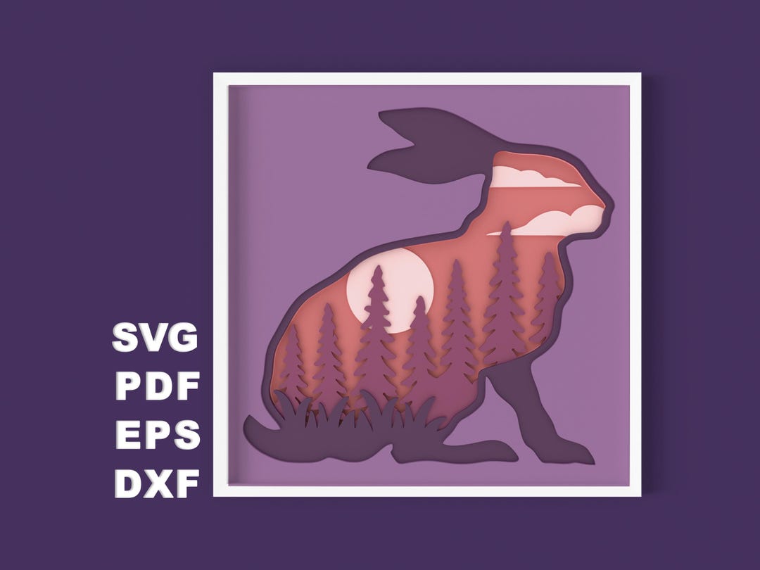 3D Rabbit Shadow Box Layered SVG File, 3d Papercut Svg, Layered ...