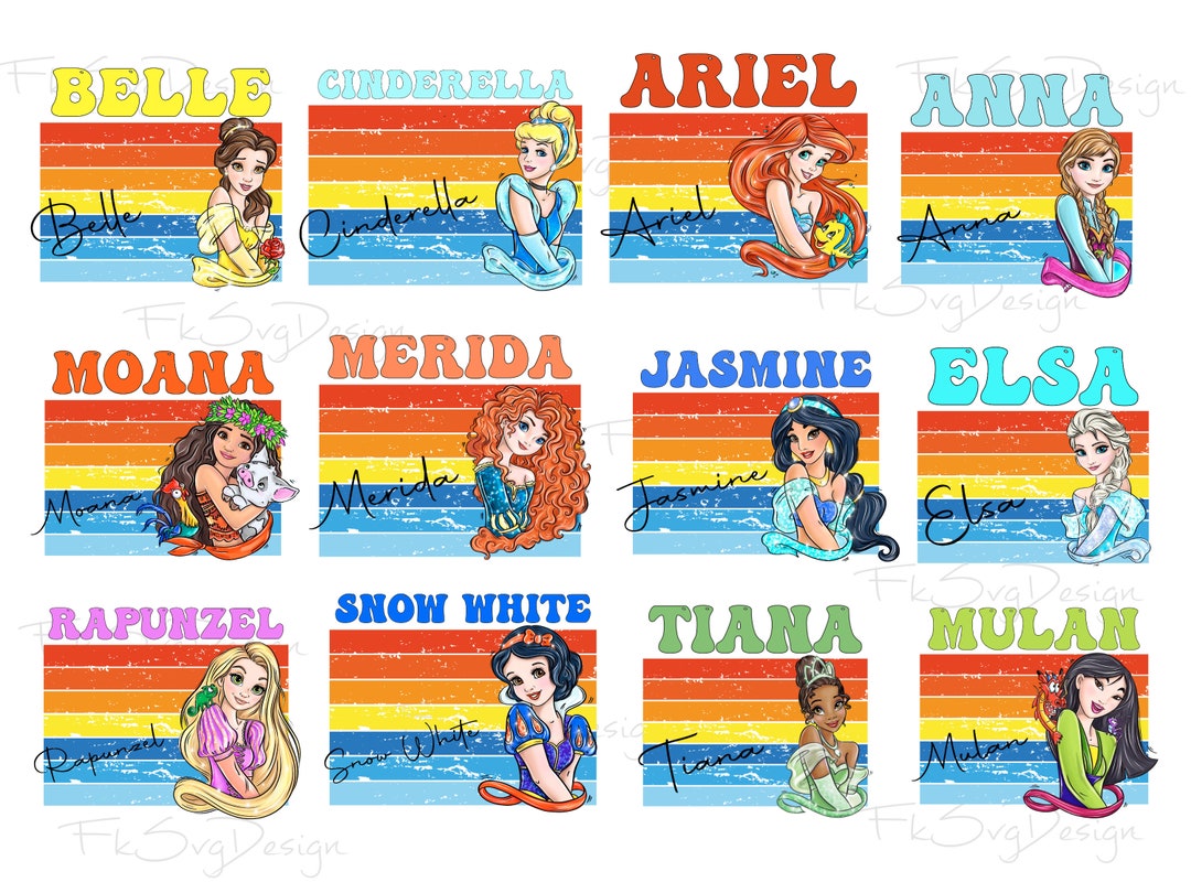 Retro Princess Png, Family Vacation Png, Princess Png Bundle, Princess ...