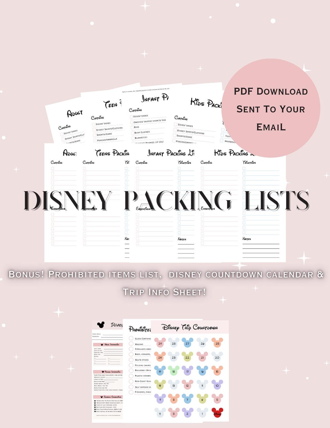 Printable Disney Family Packing Lists | Disney Vacation Checklist ...
