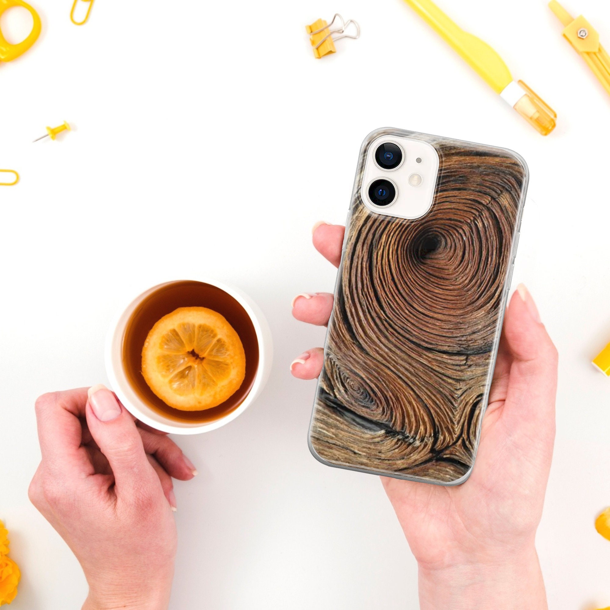 Biodegradable Modern Wood Texture Phone Case Natural Cover for iPhone ...