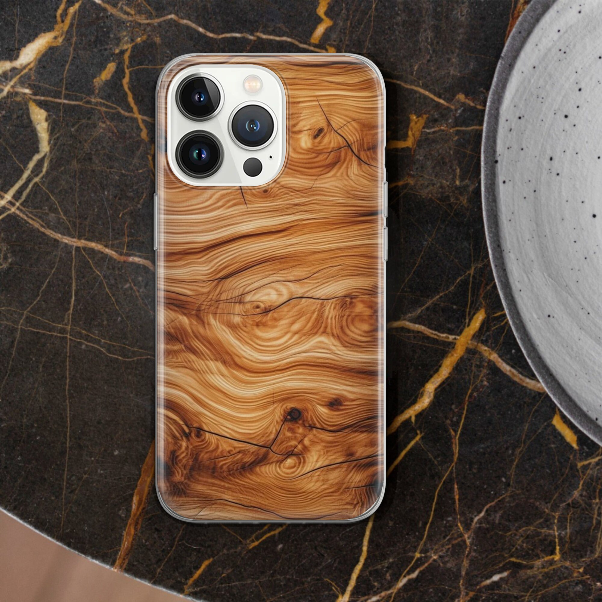Biodegradable Modern Wood Texture Phone Case Natural Cover for iPhone ...