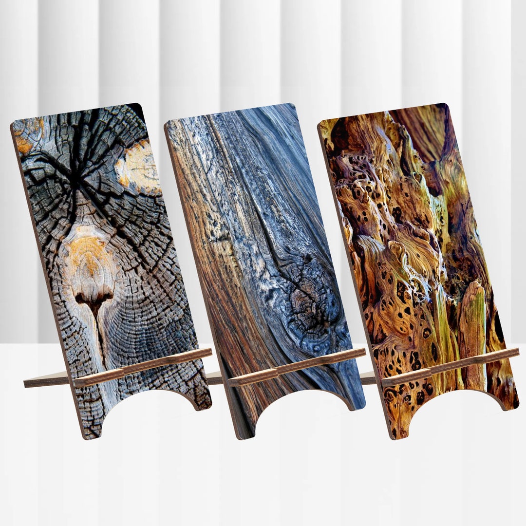 Natural Wood Phone Stand, Rustic Wood Holder for iPhone 14 13 12 11 Pro ...