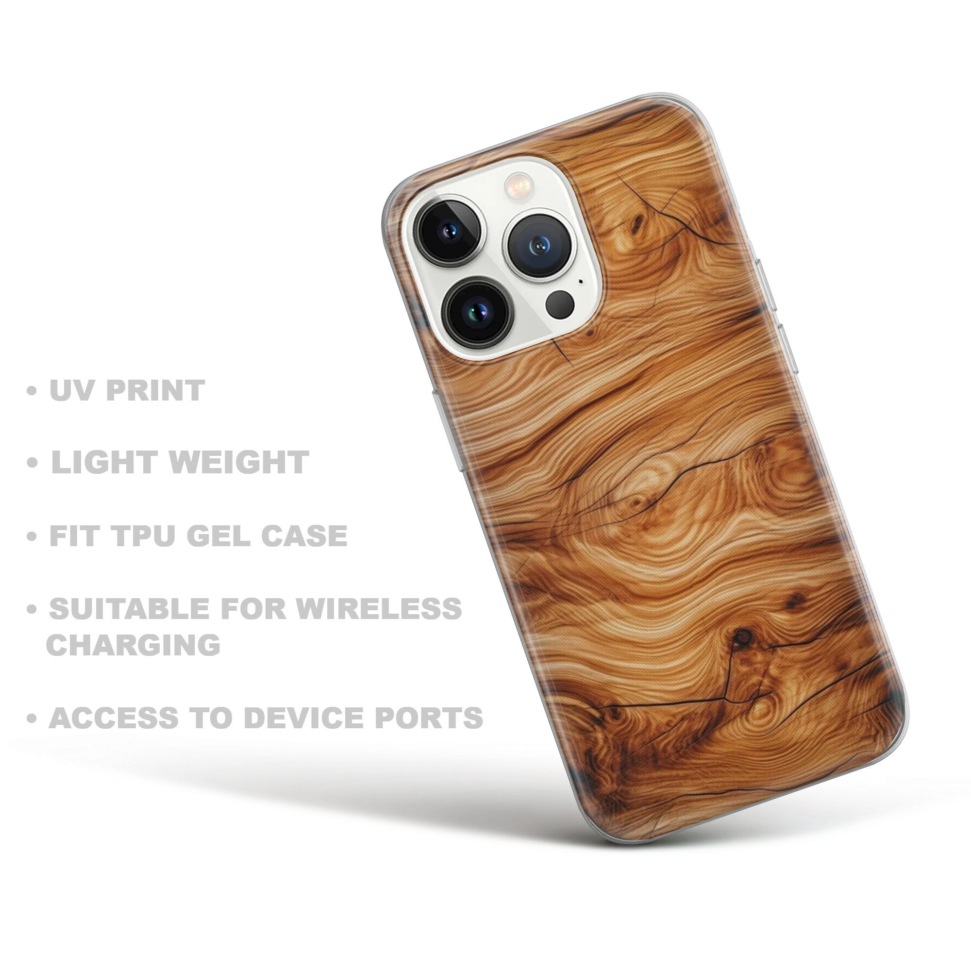 Biodegradable Modern Wood Texture Phone Case Natural Cover for iPhone ...