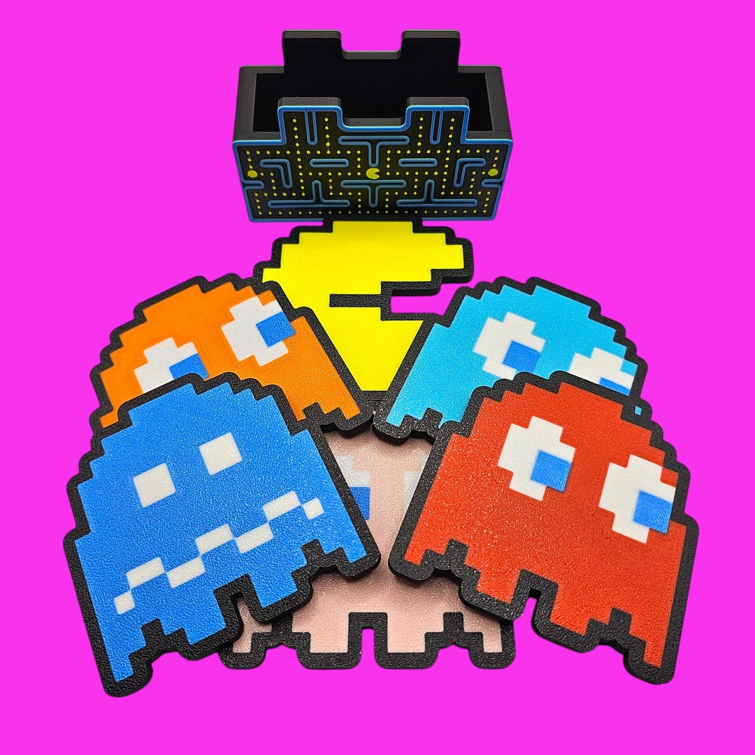 Pac Man Inspired Coaster Set, Gaming Fan, Retro Gamer, Classic Game ...