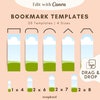 Editable Canva Digital Bookmark Template, Printable Bookmarks, Create ...