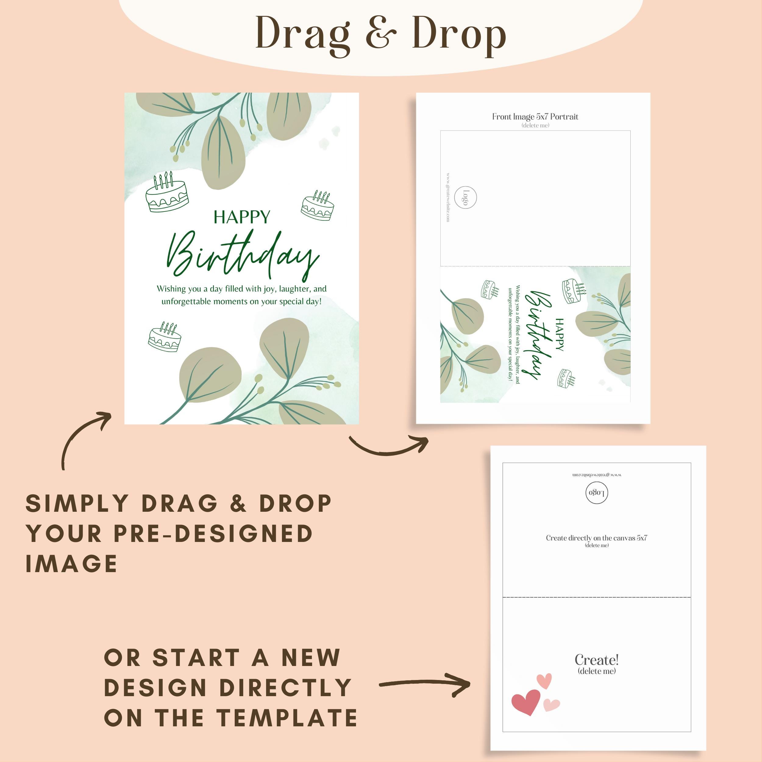 Greeting Card Templates, Drag and Drop Canva Editable Template ...