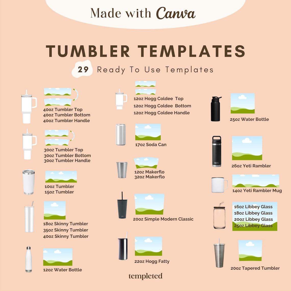 Tumbler Template Bundle, Canva Editable Template for Sublimation ...