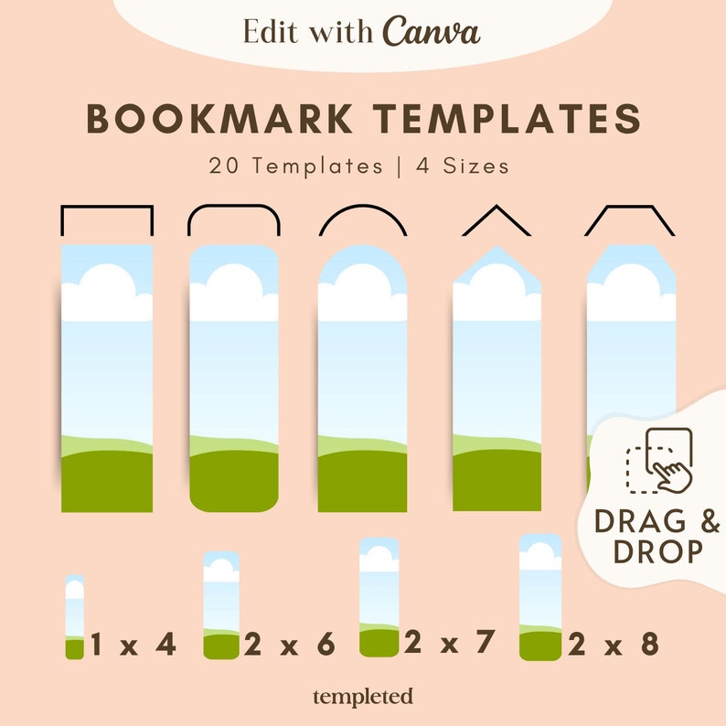 Editable Bookmark Templates, DIY Printable Bookmarks (digital Download ...