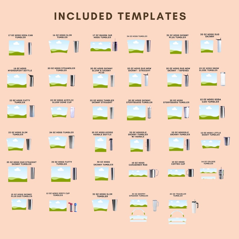 Hogg Tumbler Template Bundle: 37 Canva Editable Sublimation Designs ...