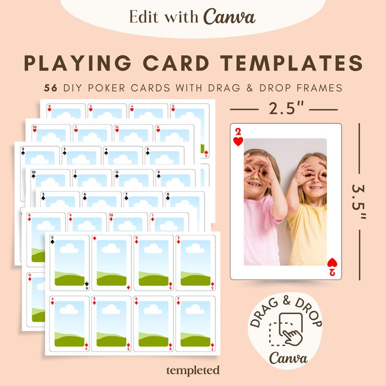 Printable Playing Card Template: DIY Sublimation Poker Cards (canva ...