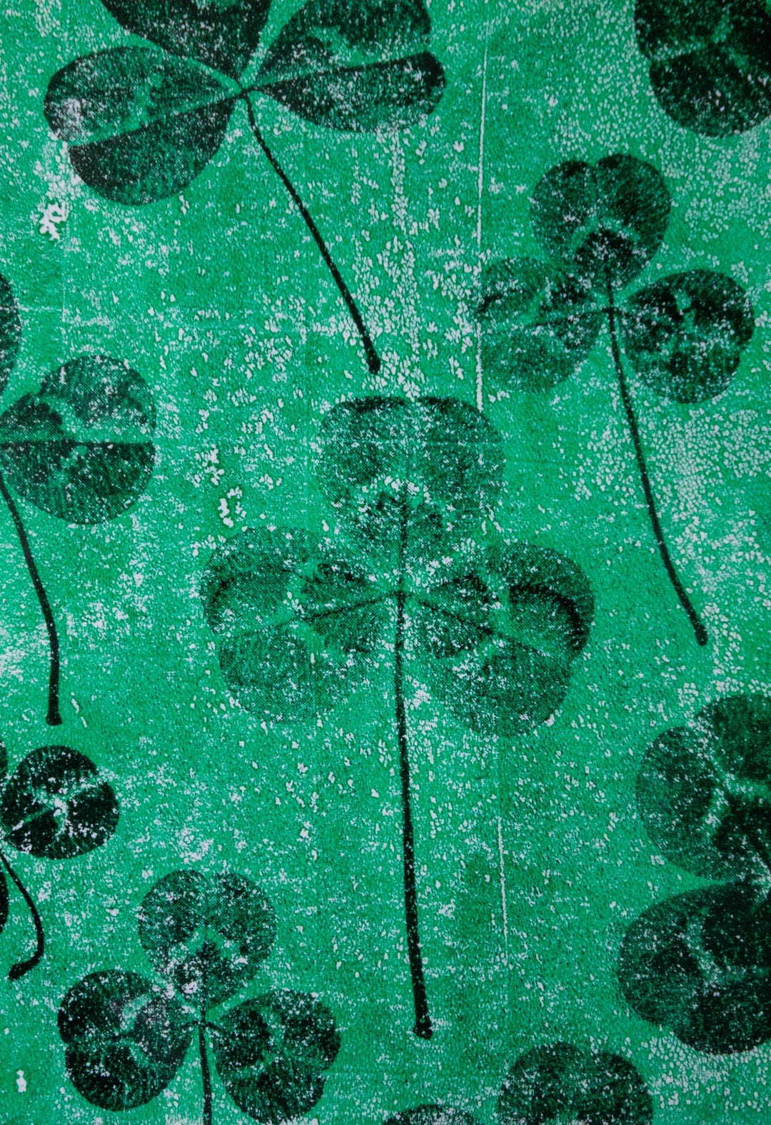 Botanical Monotype Print, Clover Leaf Art, Green Nature Artwork ...