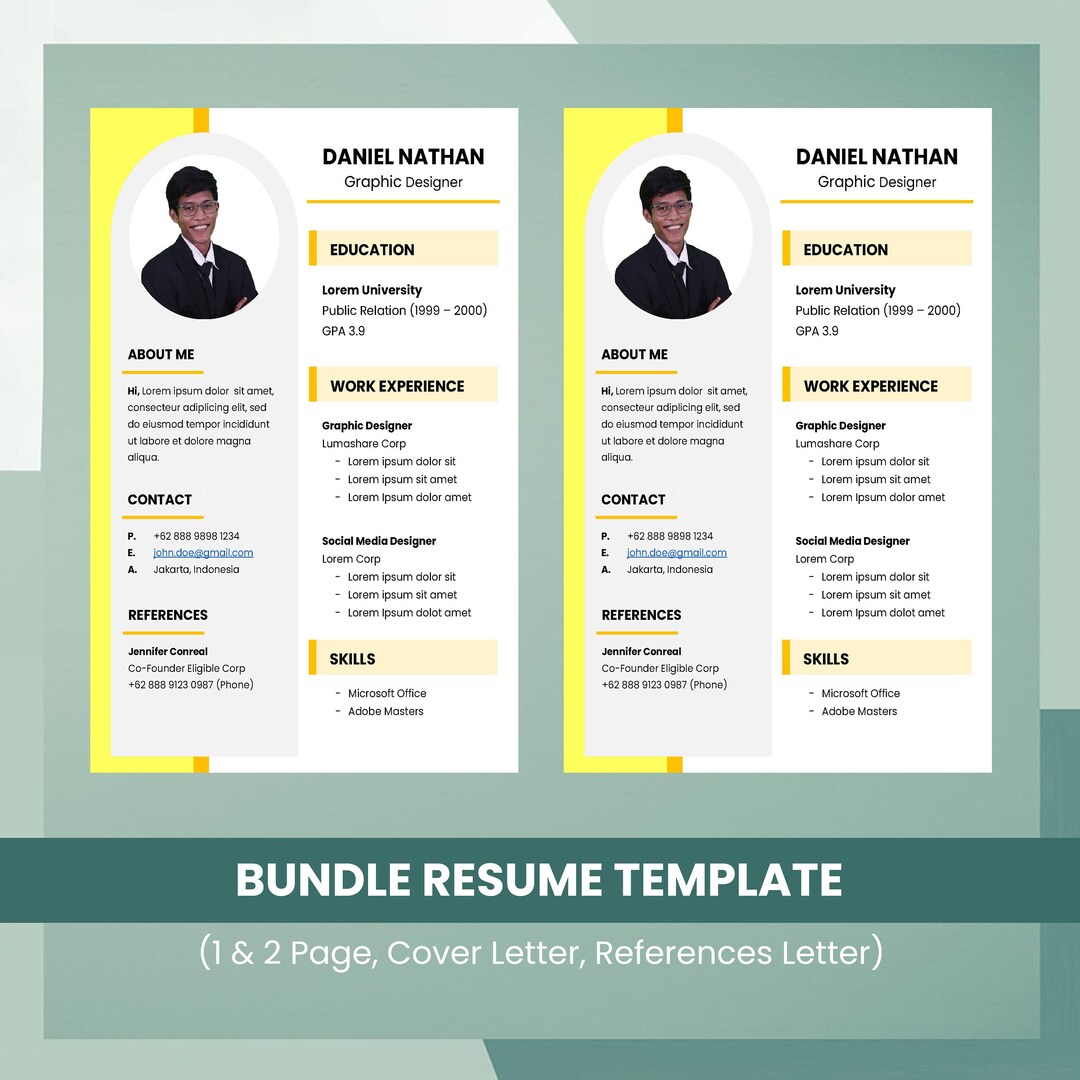 CV TEMPLATE Resume Word Pages Professional Resume Template - Etsy