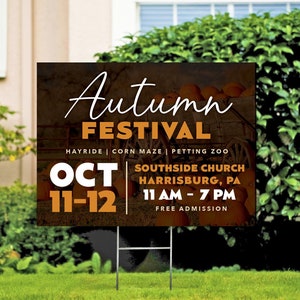 Autumn Festival Promotional Yard Sign, 24''x18'' Coroplast Yard Sign W ...