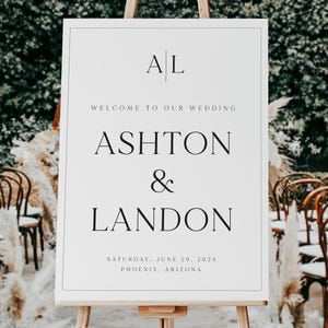 Couple's Initial Wedding Welcome Sign, Elegant Wedding Signs, Nuptial ...