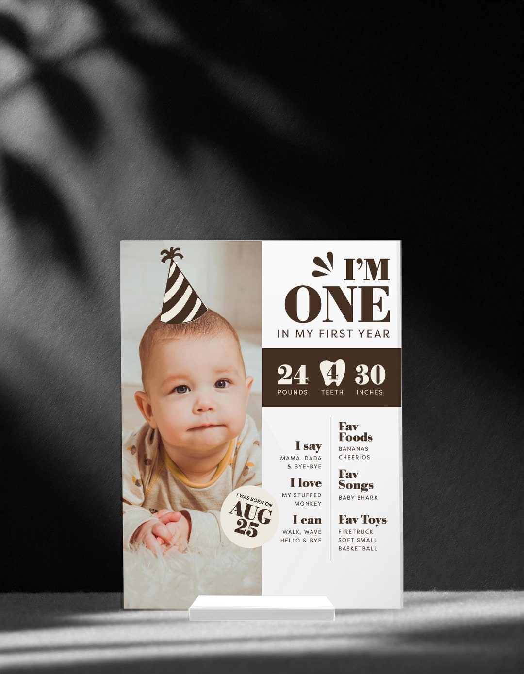 Acrylic Baby's First Birthday Display - With Photo | Modern ...