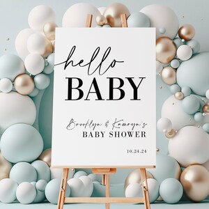 Hello Baby - Minimalistic Baby Shower Welcome Sign - Gender Neutral ...