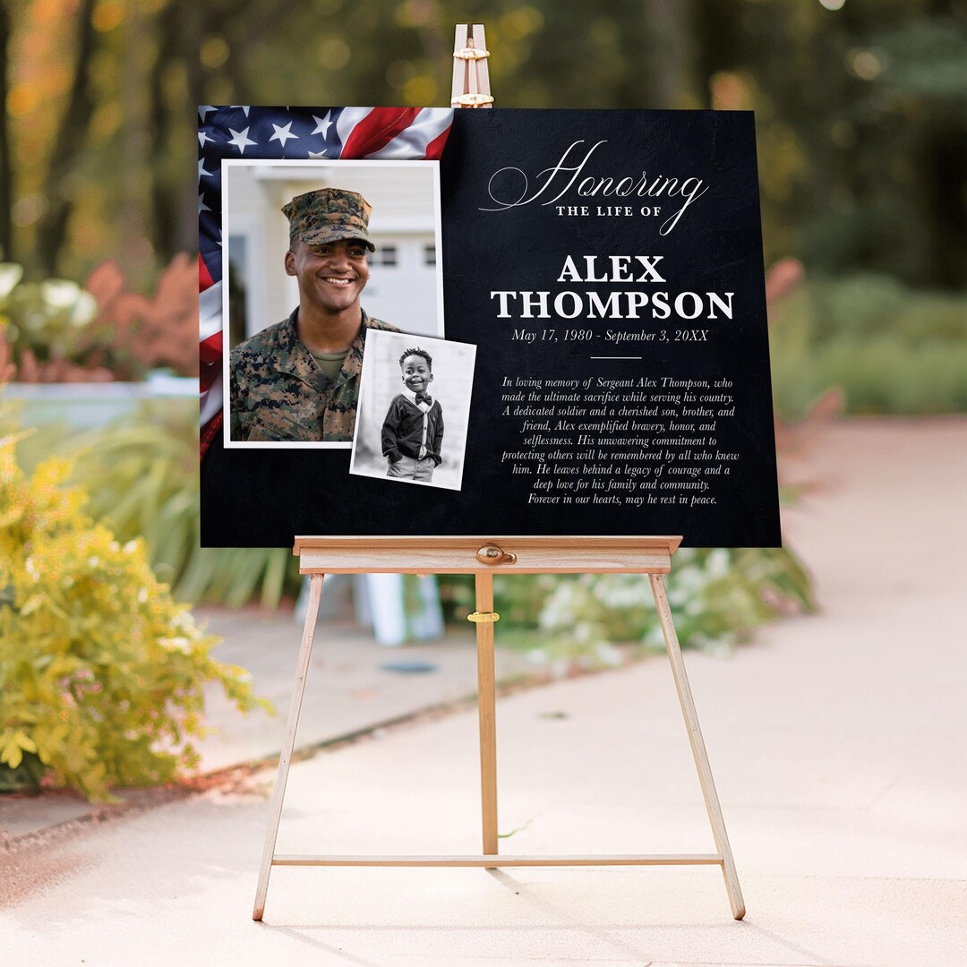 Personalized Memorial Welcome Sign With Photo: Funeral Service Display ...