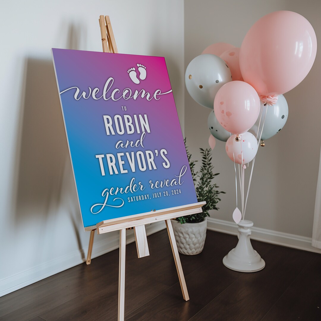 Gender Reveal Welcome Signs, Full-color Gender Reveal Party Display ...