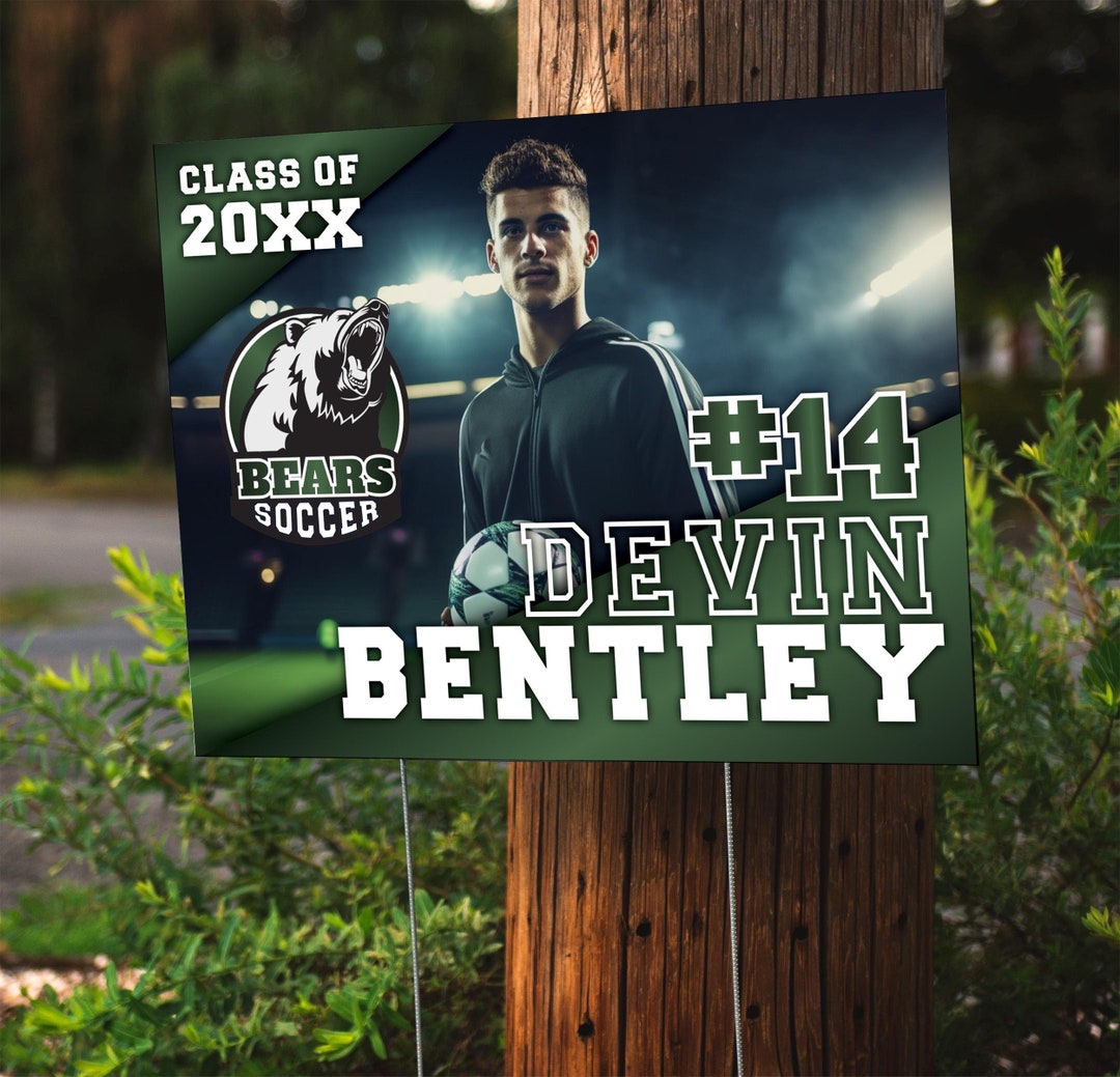Custom Soccer Graduation Yard Sign: Senior Photo, School Colors (24 ...