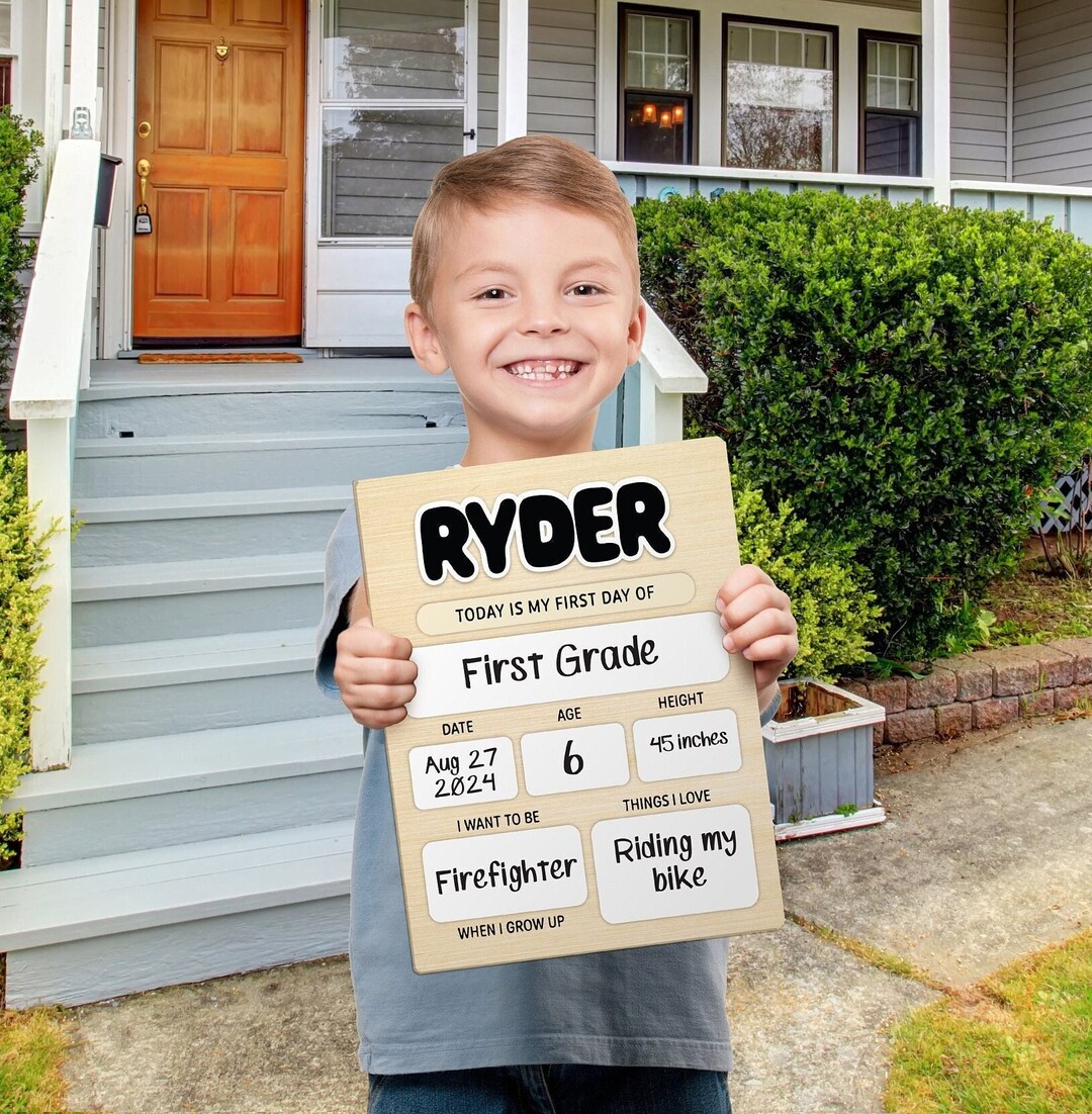 First Day of School Reusable Dry Erase Board, Pre-k - 12 Grade Sign ...